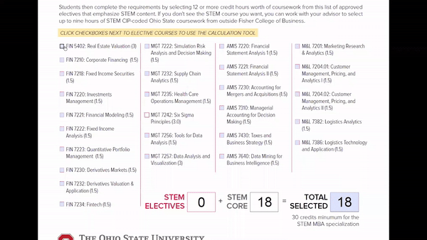 STEM MBA Elective Guide | Ohio State | Fisher
